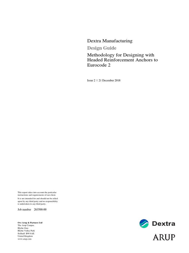 (Dextra) Headed Bars - ARUP Design Guide | PDF