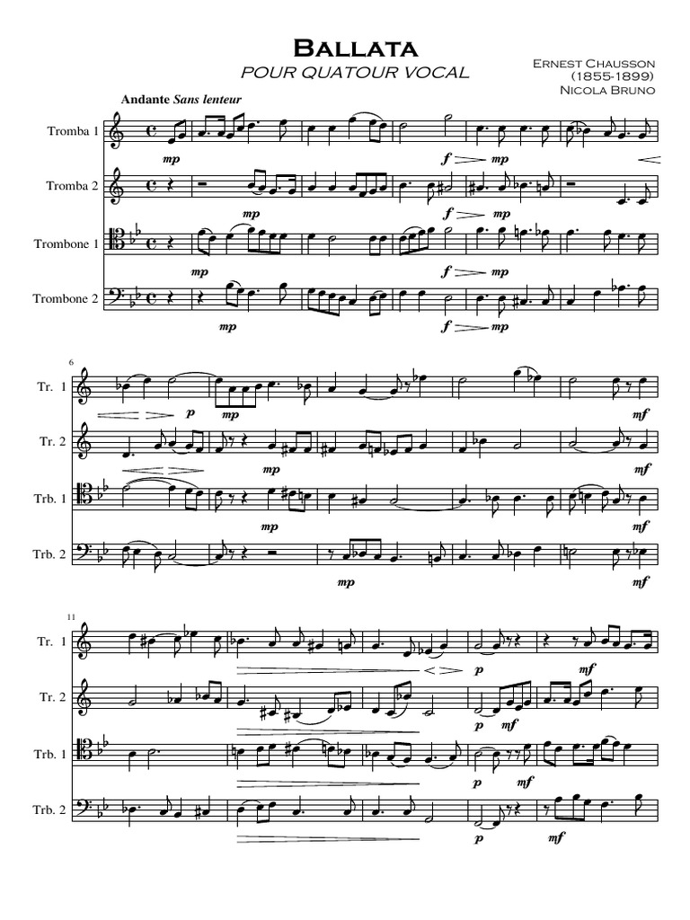 Ballata Pour Quatour Vocal-Partitura e Parti | PDF
