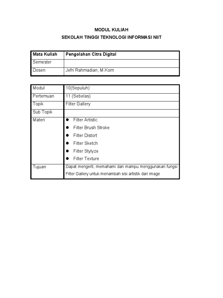 Modul Kuliah Sekolah Tinggi Teknologi Informasi Niit Mata Kuliah ...