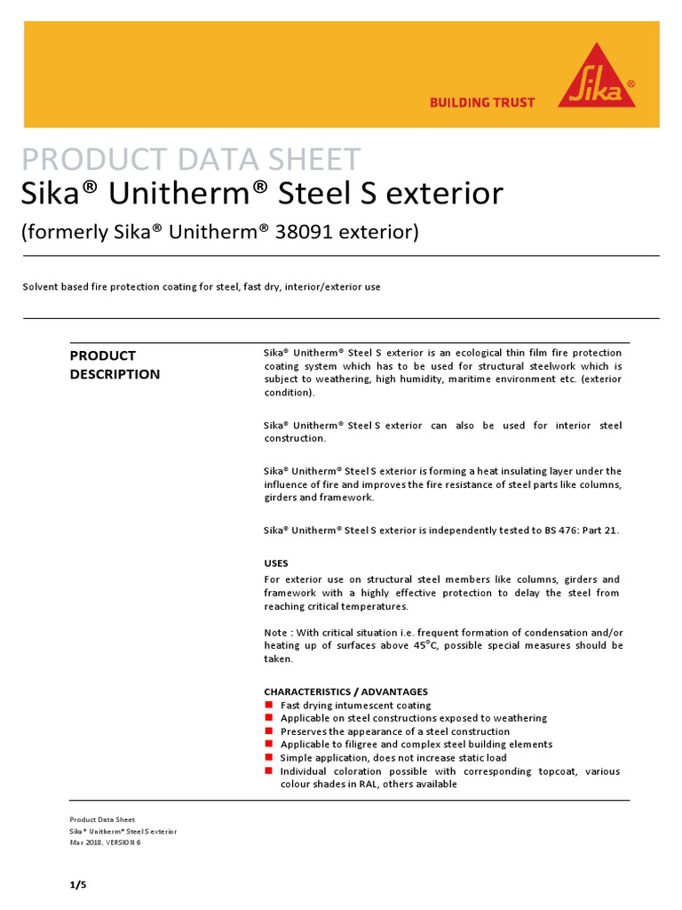 Sika Unitherm Steel S Exterior - PDS | PDF