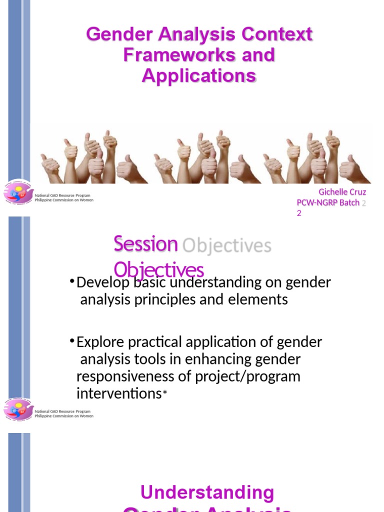 Gender Analysis Context Frameworks and Applications: Gichelle Cruz PCW ...