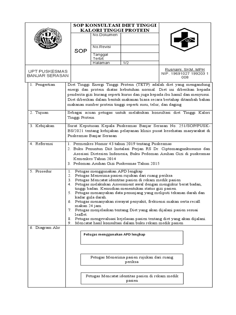 Sop Konsultasi Diet TKTP | PDF
