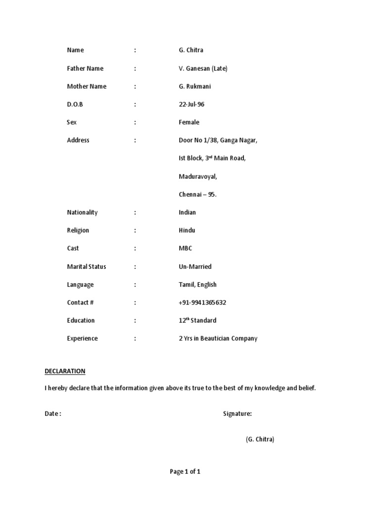 Resume - G Chitra | PDF