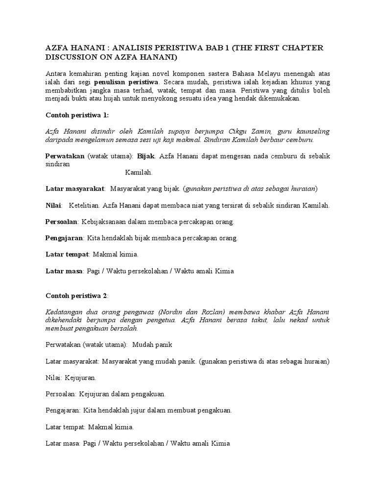 Azfa Hanani Bab 1 | PDF