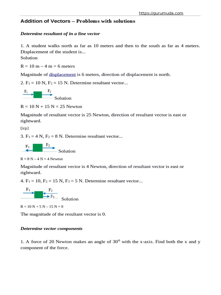 Problems With Solutions: Addition of Vectors | PDF | Euclidean Vector | Mathematical Analysis
