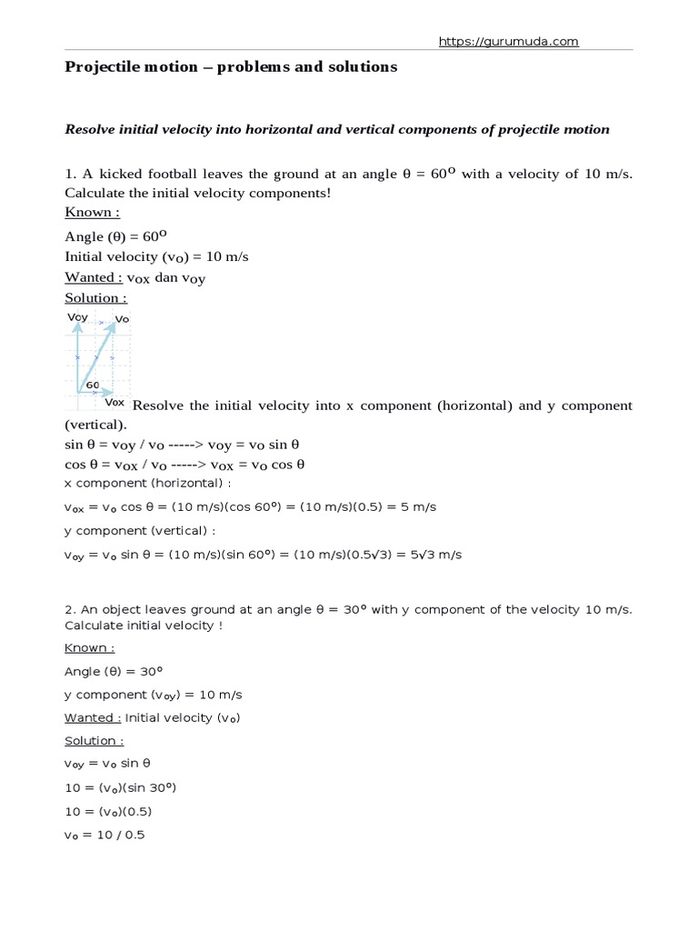 Projectile Motion - Problems and Solutions | PDF | Acceleration | Velocity