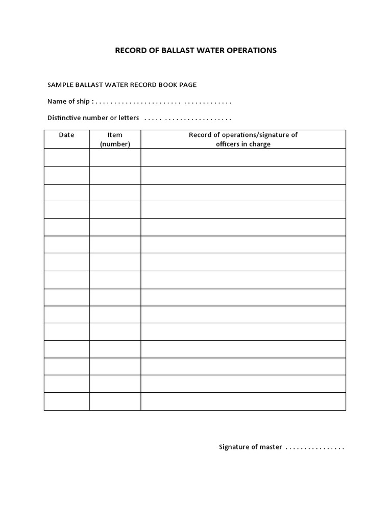 Record of Ballast Water Operations | PDF