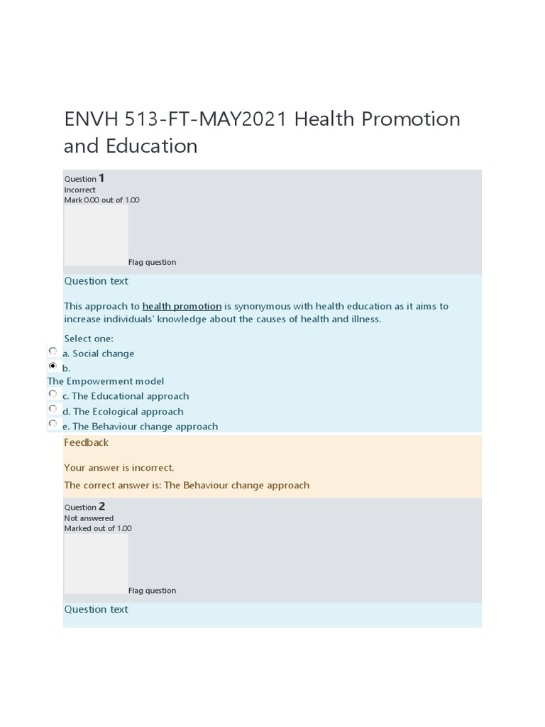 Health Promotion Past Paper - 100108 | PDF | Preventive Healthcare ...