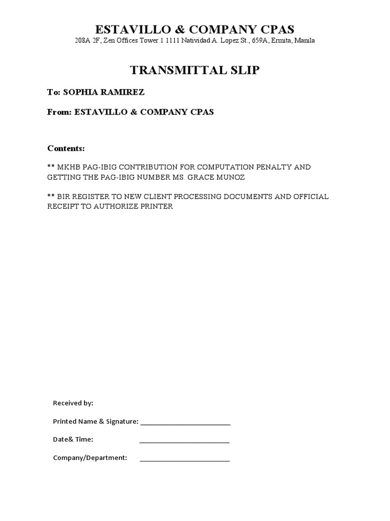 Transmittal Slip | PDF