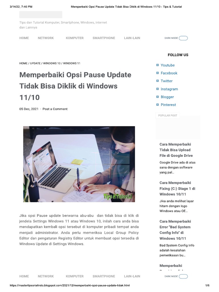 Cara Mengaktifkan Tombol Pause Atau Jeda Windows Update | PDF