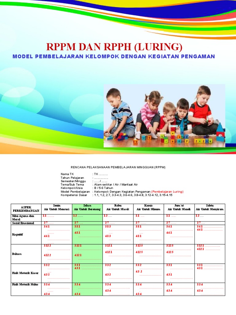 RPPM dan RPPH Pembelajaran Air TK | PDF