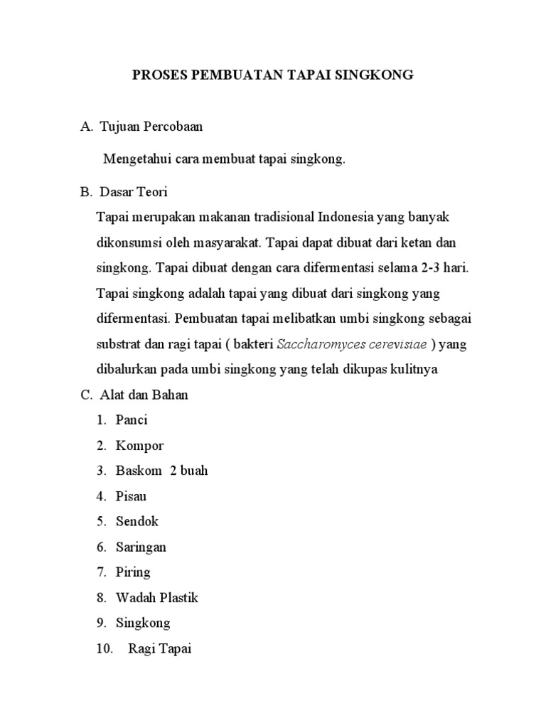 Cara Membuat Tapai Singkong | PDF