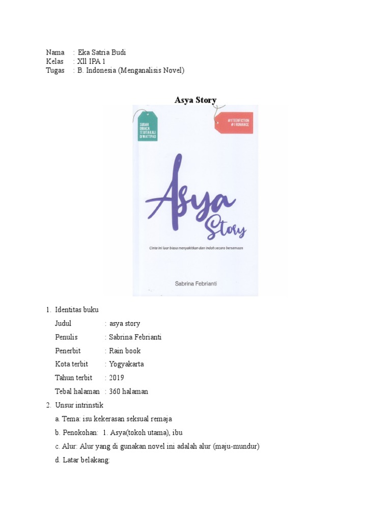Analisis Novel Asya Story (Riska) | PDF