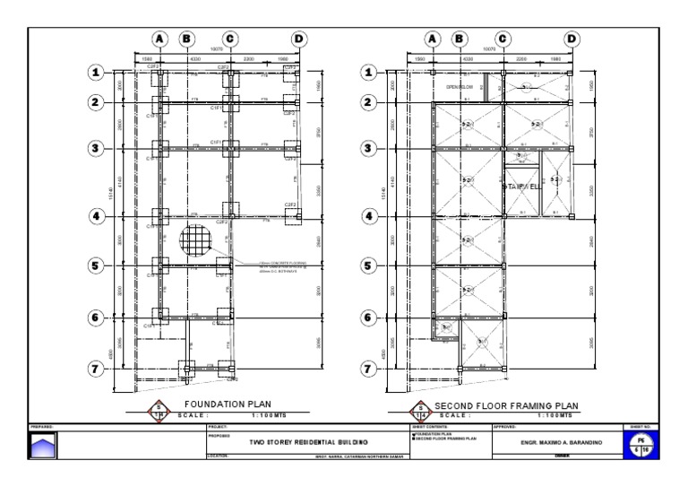 A D B C A D B C: Foundation Plan Second Floor Framing Plan | PDF