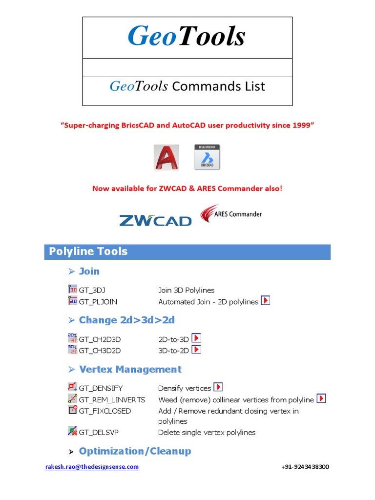 GeoTools Commands List EN | PDF | Contour Line | Auto Cad