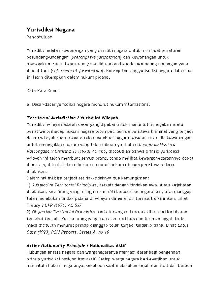 Prinsip dan Definisi Yurisdiksi Negara | PDF