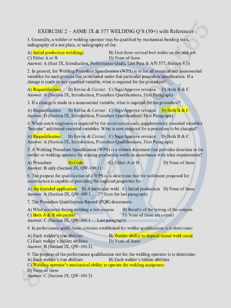 3 - Asme Ix Exam Q - A | PDF