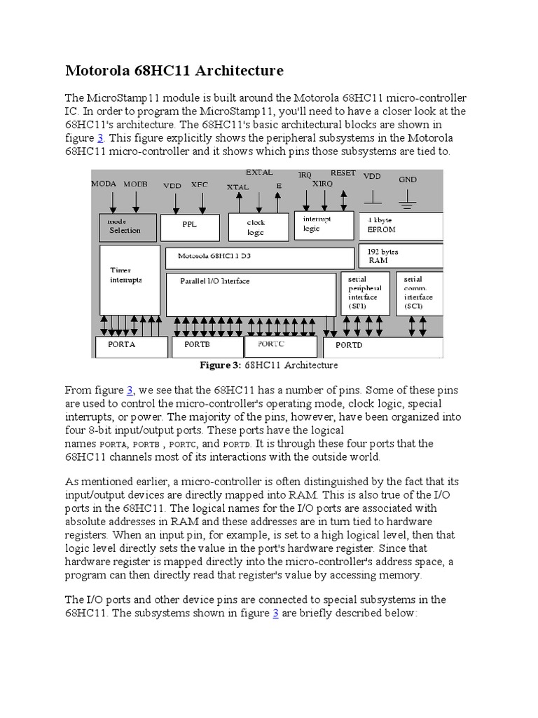 Motorola 68HC11 Architecture | PDF | Microcontroller | Random Access Memory