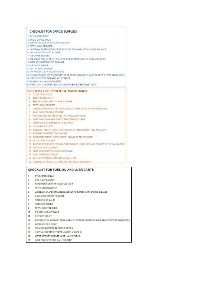 PCF Checklist | PDF