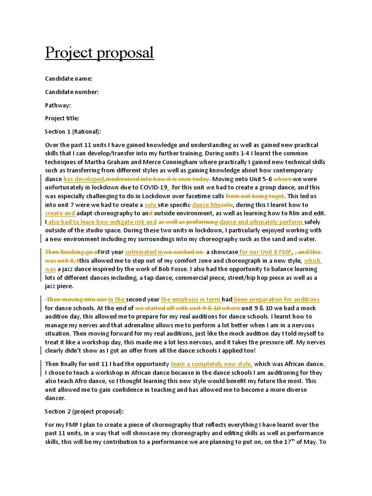 Project Proposal | PDF | Dances | Audition