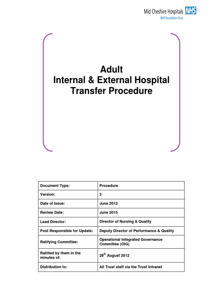 Promoting Patient Safety During Hospital Transfers | PDF | Hospital ...