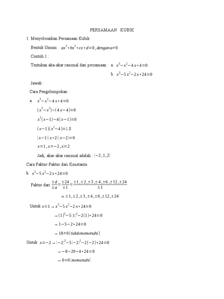 JUDUL AKAR-AKAR RASIONAL DARI PERSAMAAN KUBIK | PDF