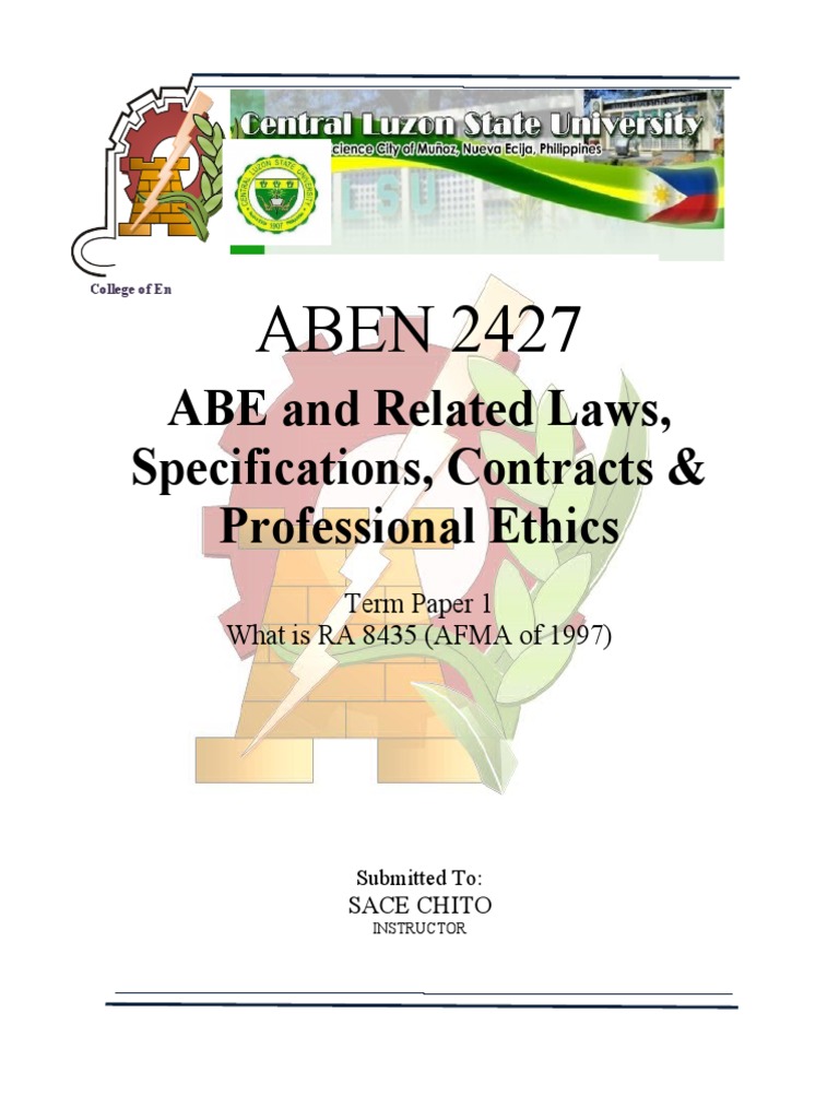 ABEN 2427: ABE and Related Laws, Specifications, Contracts & Professional Ethics | PDF ...