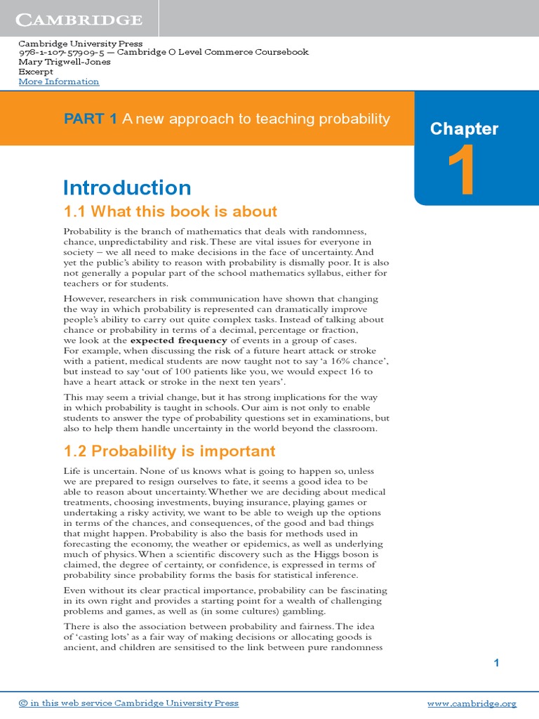 Cambridge o Level Commerce Coursebook | PDF | Probability | Curriculum