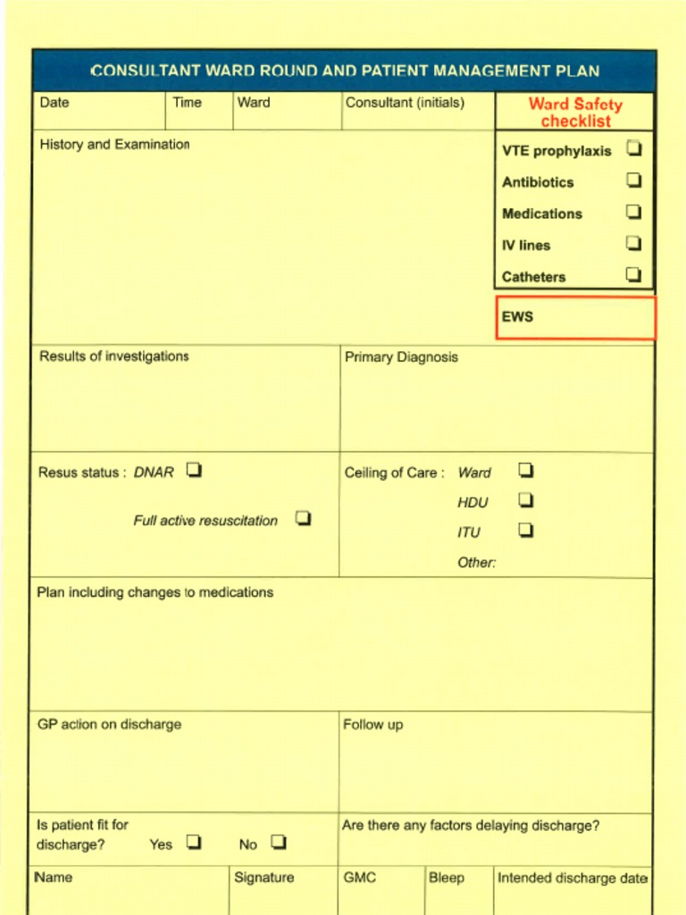 Attachment 2 Consultant Ward Round Template Ref 2739 | PDF