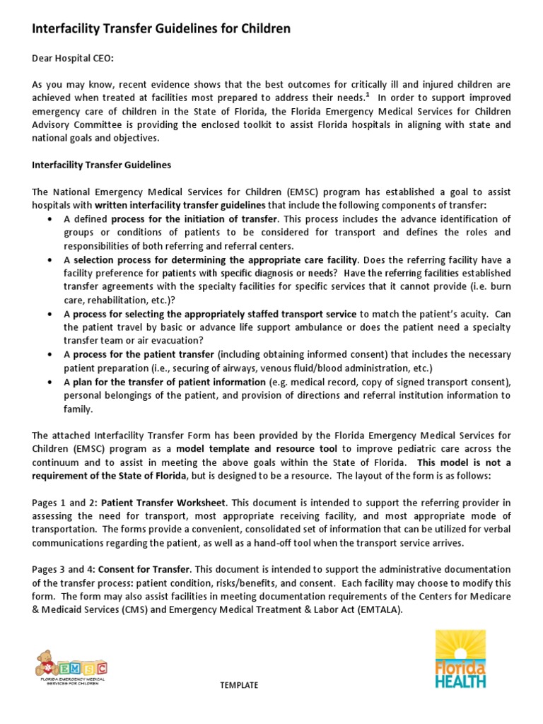 Interfacility Transfer Guidelines For Children | PDF | Informed Consent ...