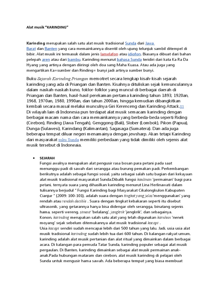 Sumber Bunyi Karinding Tradisional | PDF | Seni