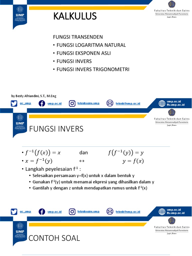 Kalkulus 12 (Fungsi Invers, Turunan Invers Dan Turunan Invers ...
