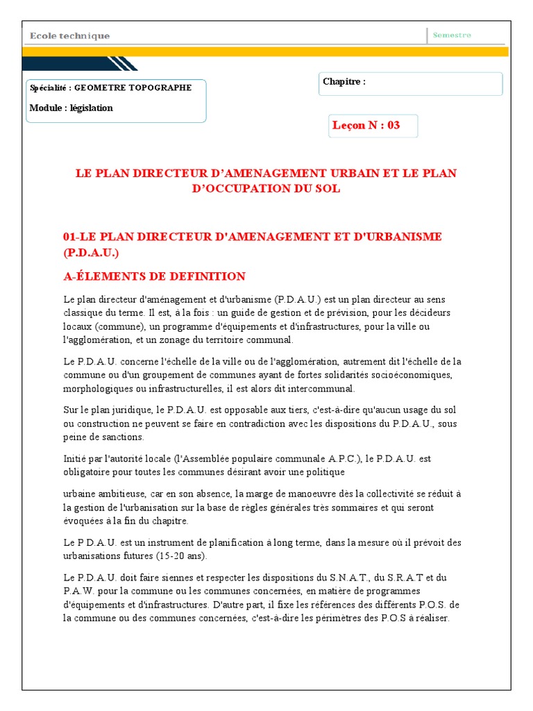 03-Cour03 - Pdau Et Le Pos | PDF | Urbanisation | Communes de France