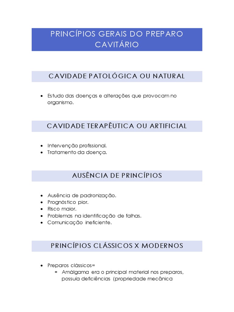 Princípios Gerais Do Preparo Cavitário | PDF | Ciências da Saúde ...