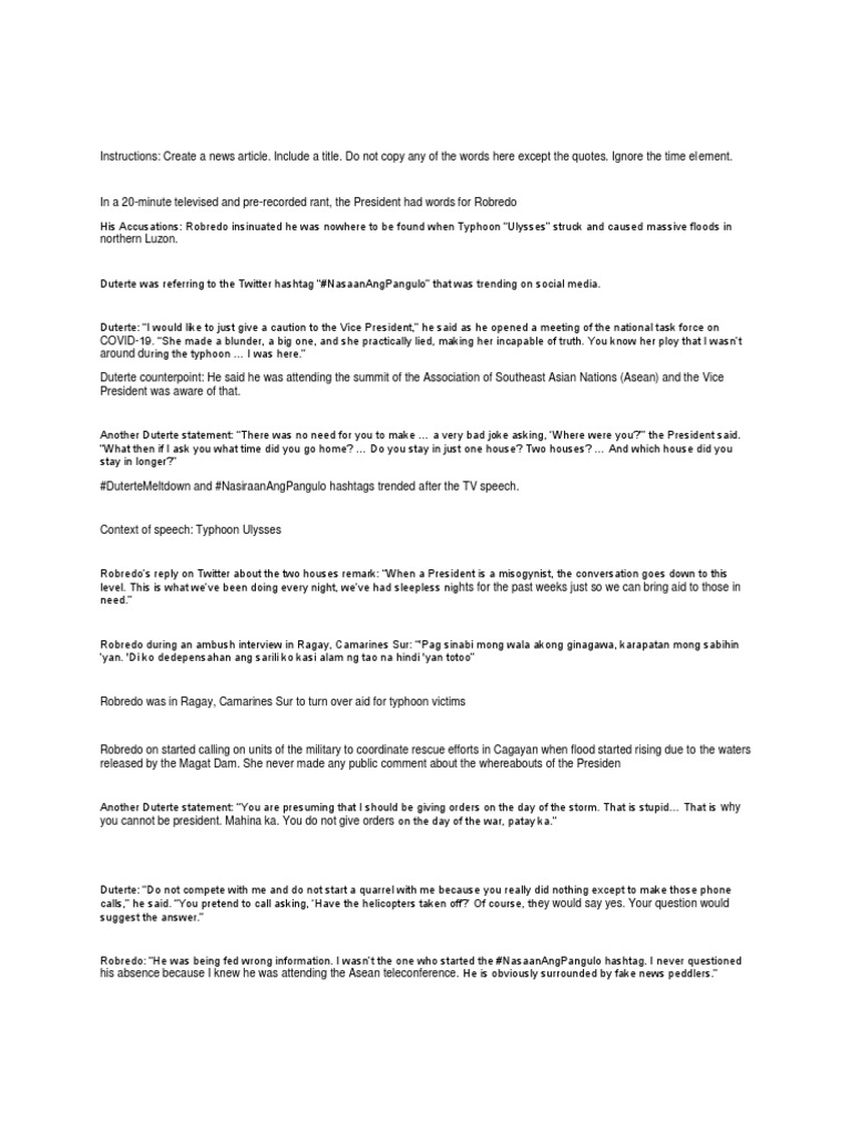 News Writing Exercise Region 3 | PDF | Typhoon | Pacific Typhoon Seasons