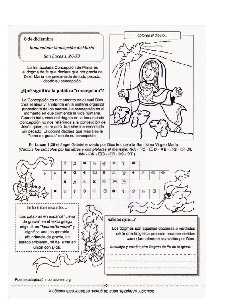 Ficha de La Inmaculada Concepcion Virgen Maria | PDF