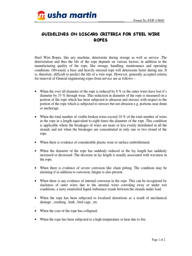Wire Rope Discard Guidelines | PDF | Rope | Wire