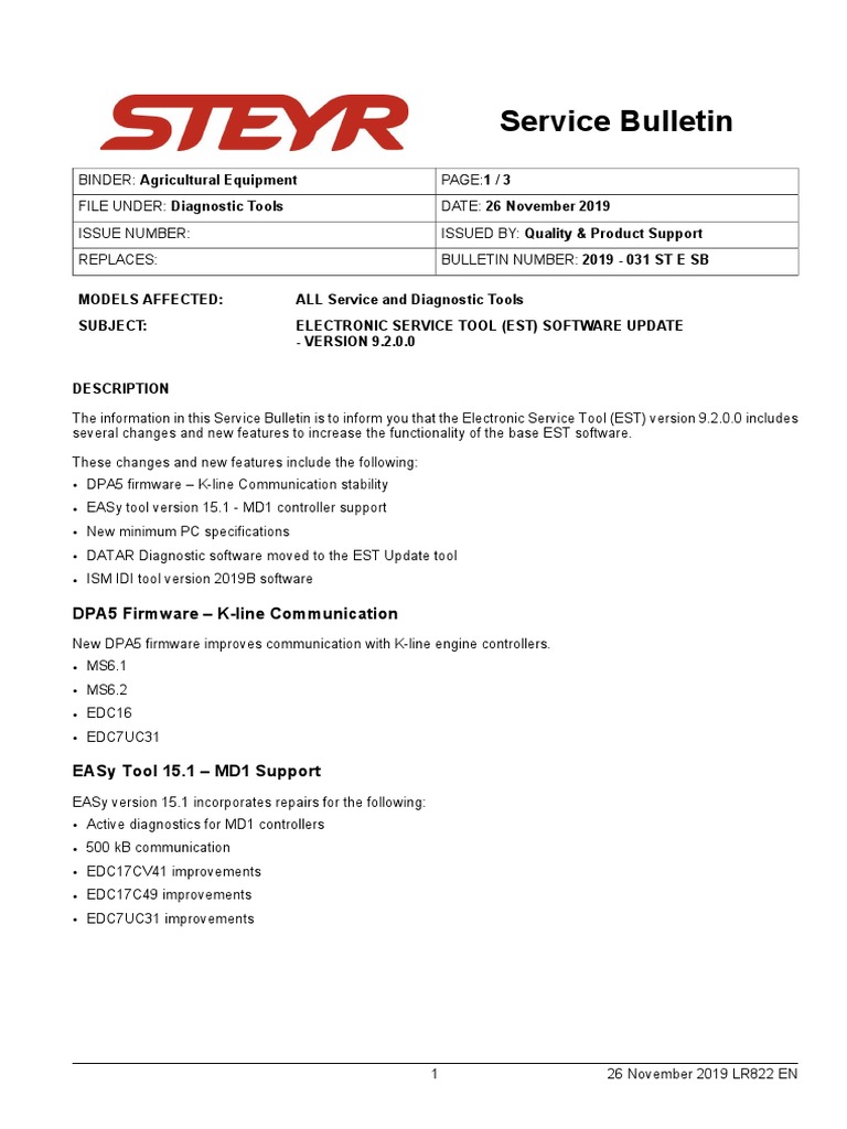 Electronic Service Tool (Est) Software Update - Version 9.2.0.0 | PDF ...