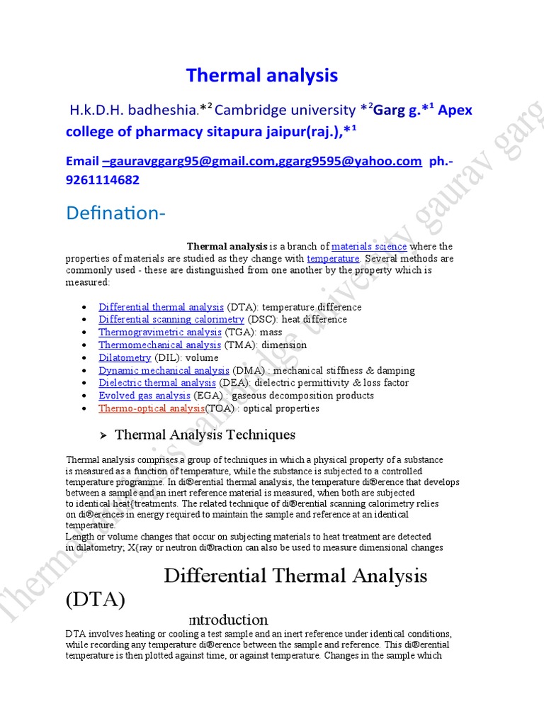 Thermal Analysis | PDF | Differential Scanning Calorimetry | Materials ...