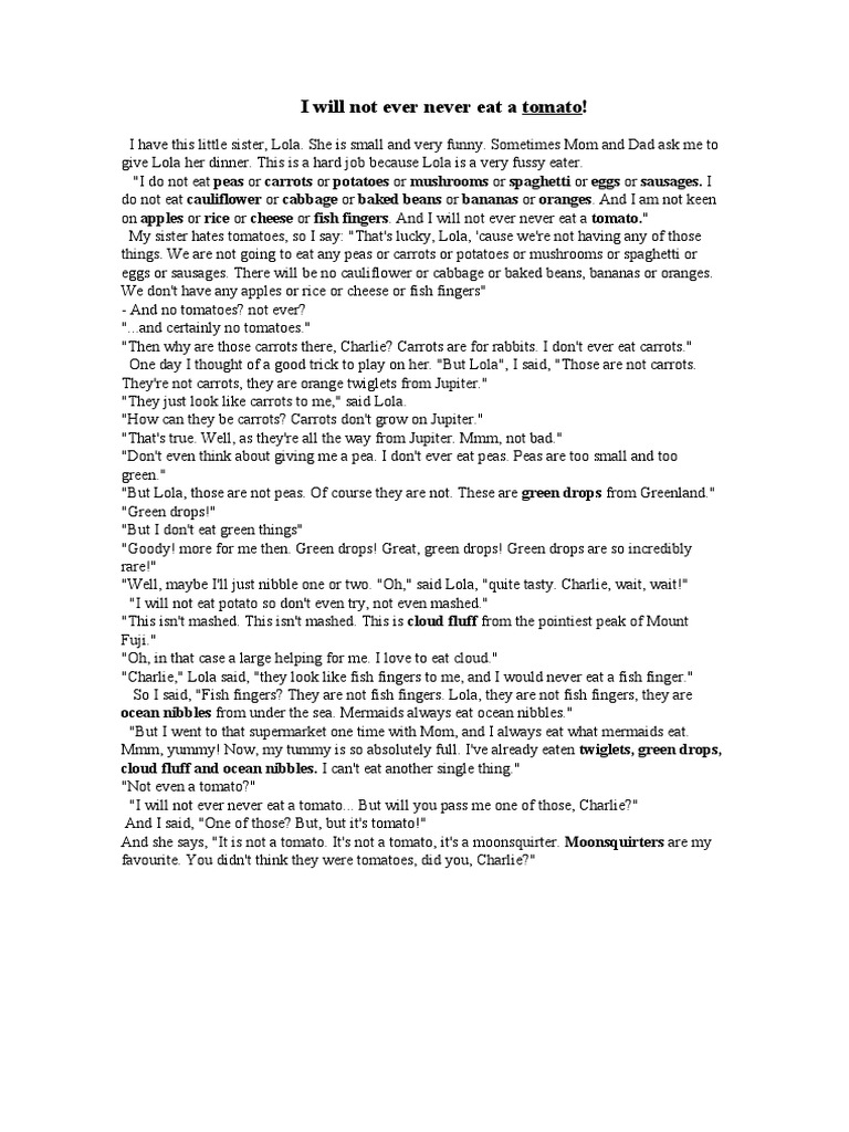 I Will Not Ever Never Eat A Tomato | PDF | Foods | Cuisine