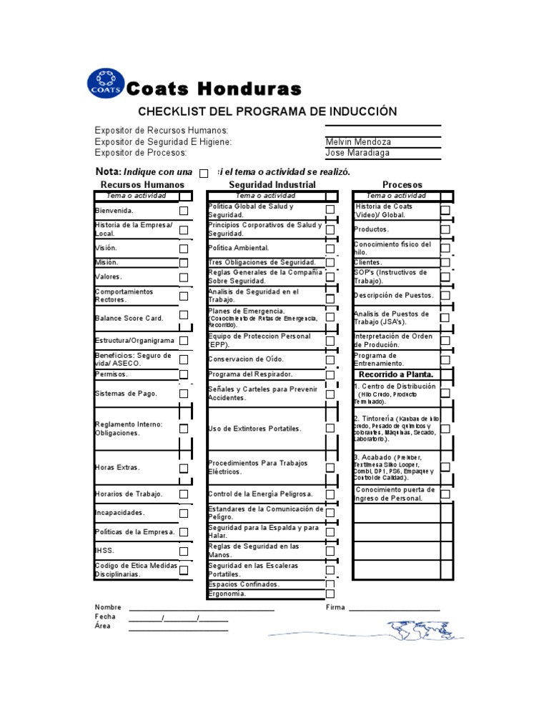 Check List Del Programa de Induccion | PDF | Gestión de recursos ...