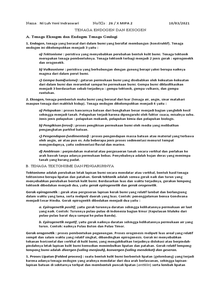 Tenaga Endogen dan Eksogen Geologi | PDF | Sains & Matematika