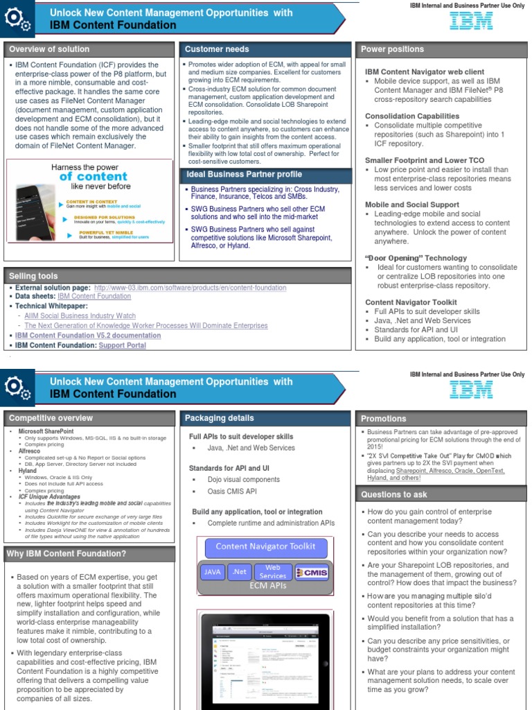 IBM Content Foundation: Overview of Solution Customer Needs Power ...