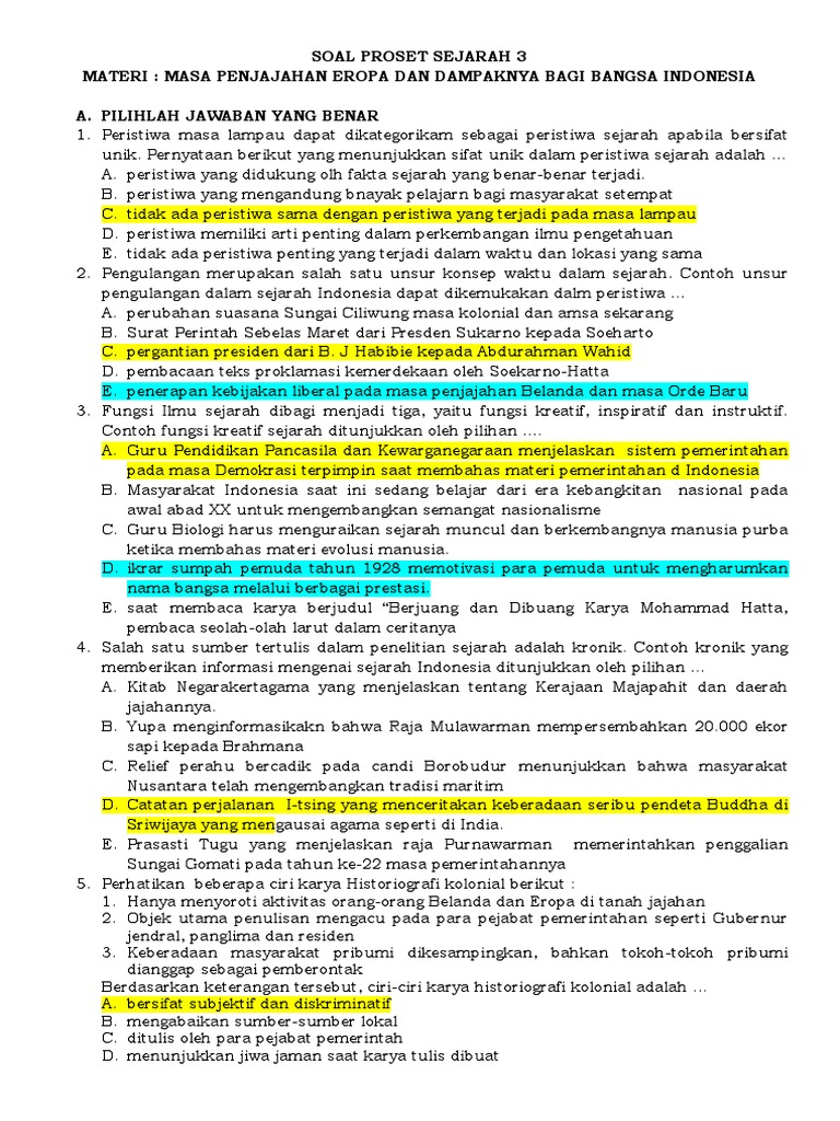 PROSET SEJARAH 3 SEJARAH INDONESIA New | PDF