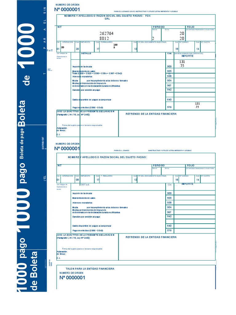Boleta de Pago 1000: Instrucciones y Formato | PDF | Impuestos ...