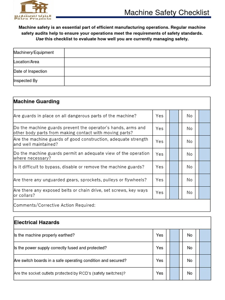 Machine Safety Checklist | PDF