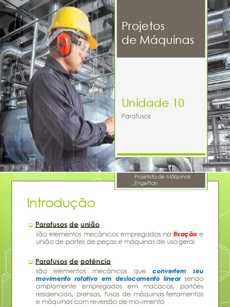 UNIDADE 11 - Parafusos de Potência | PDF | Parafuso | Atrito