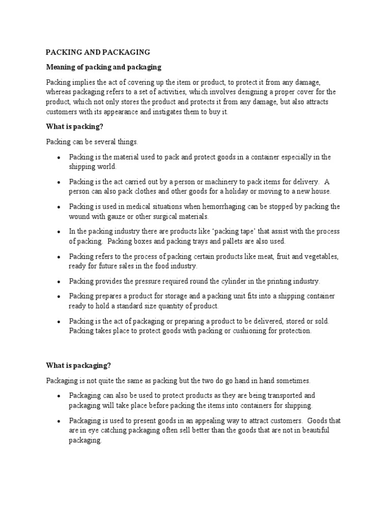 Packing and Packaging | PDF | Packaging And Labeling | Dangerous Goods