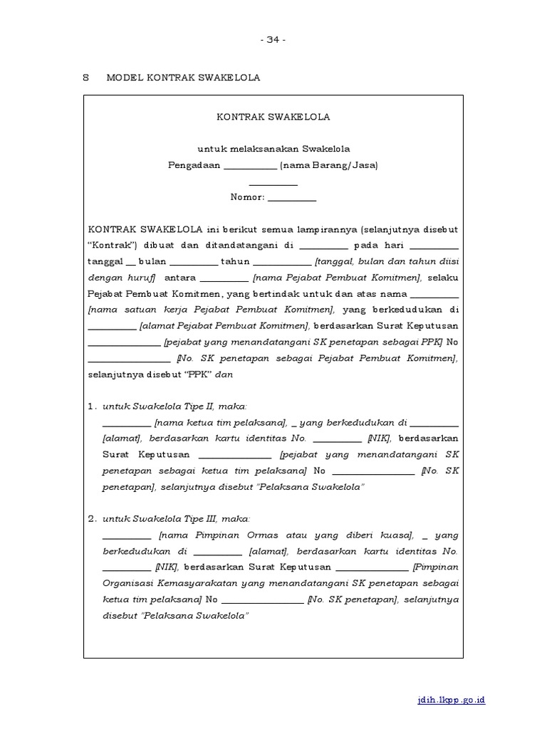 Kontrak Swakelola Tipe IV | PDF