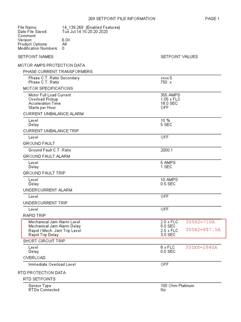 Multilin 269 Setpoint File Overview | PDF | Relay | Timer